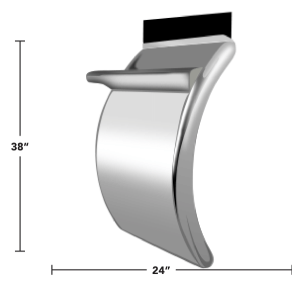 38″ CURVED DROP QUARTER FENDERS W/ TRIANGLE MOUNTS STAINLESS STEEL ...